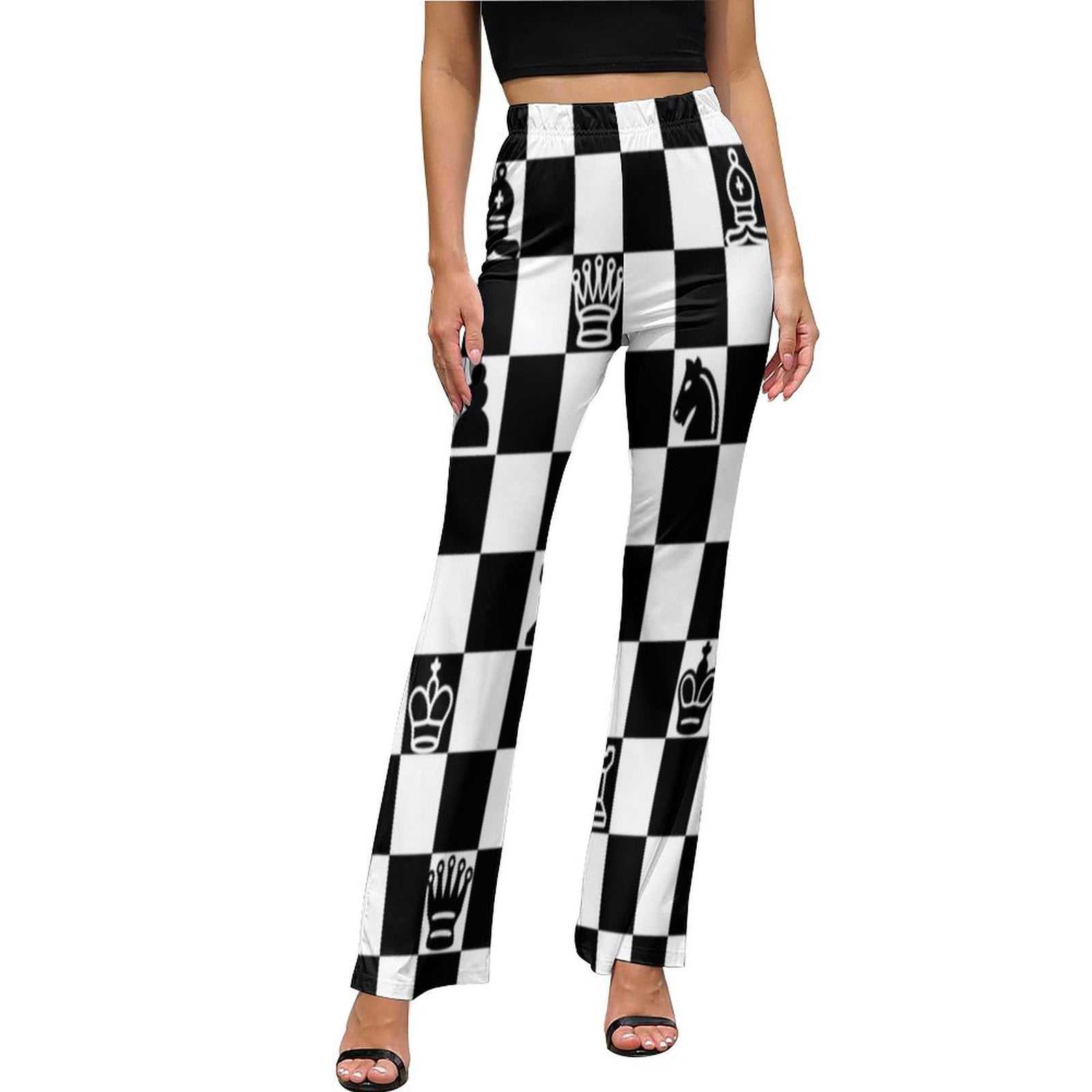 Chessboard High Waisted Casual Flared Trousers Summer Home Pants Gift ...