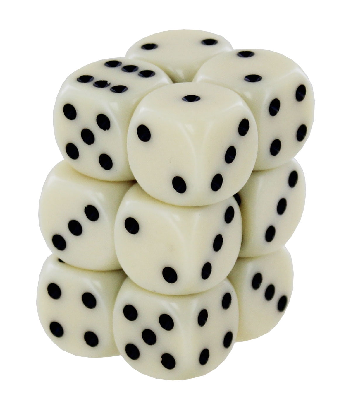Chessex 25600 Opaque 16mm d6 Dice Block, Ivory and Black - Walmart.com