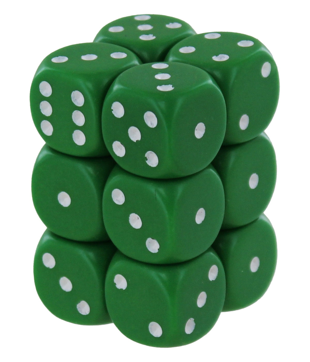 Chessex 25605 Opaque 16mm d6 Dice Block, Green and White - Walmart.com