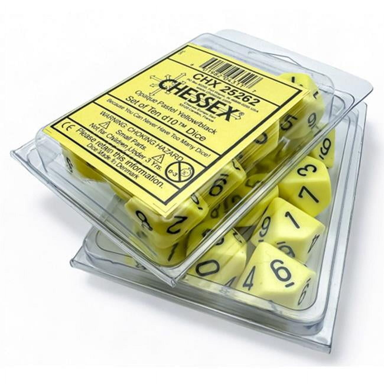 Chessex CHX25262 D10 Clamshell Dice, Opaque Pastel Yellow Black - Set ...