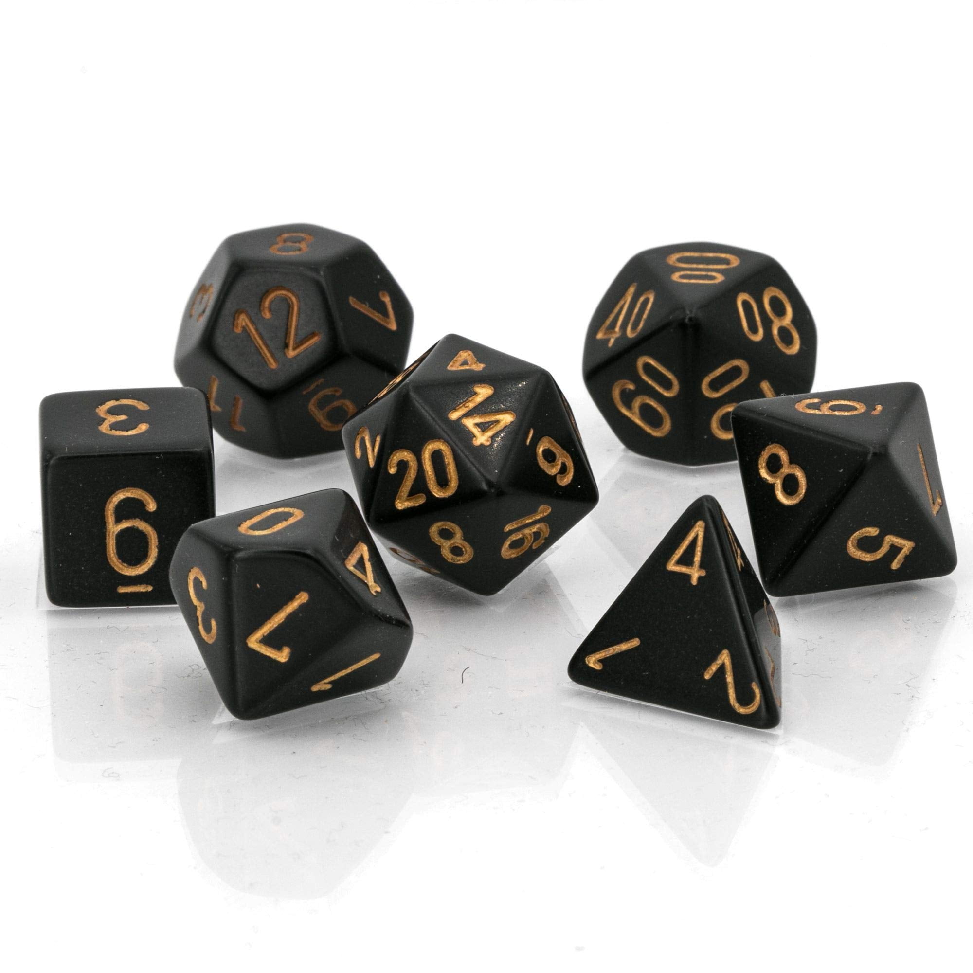 Chessex CHX25428 Dice-Opaque Black/Gold Set - Walmart.com