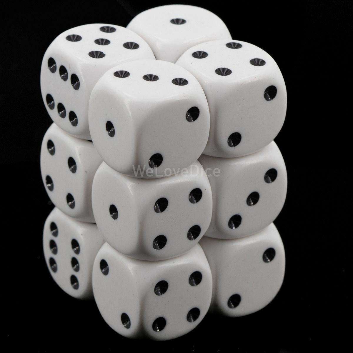 Chessex CHX25601 Dice-Opaque: 12D6 White/Black Set, One Size ...
