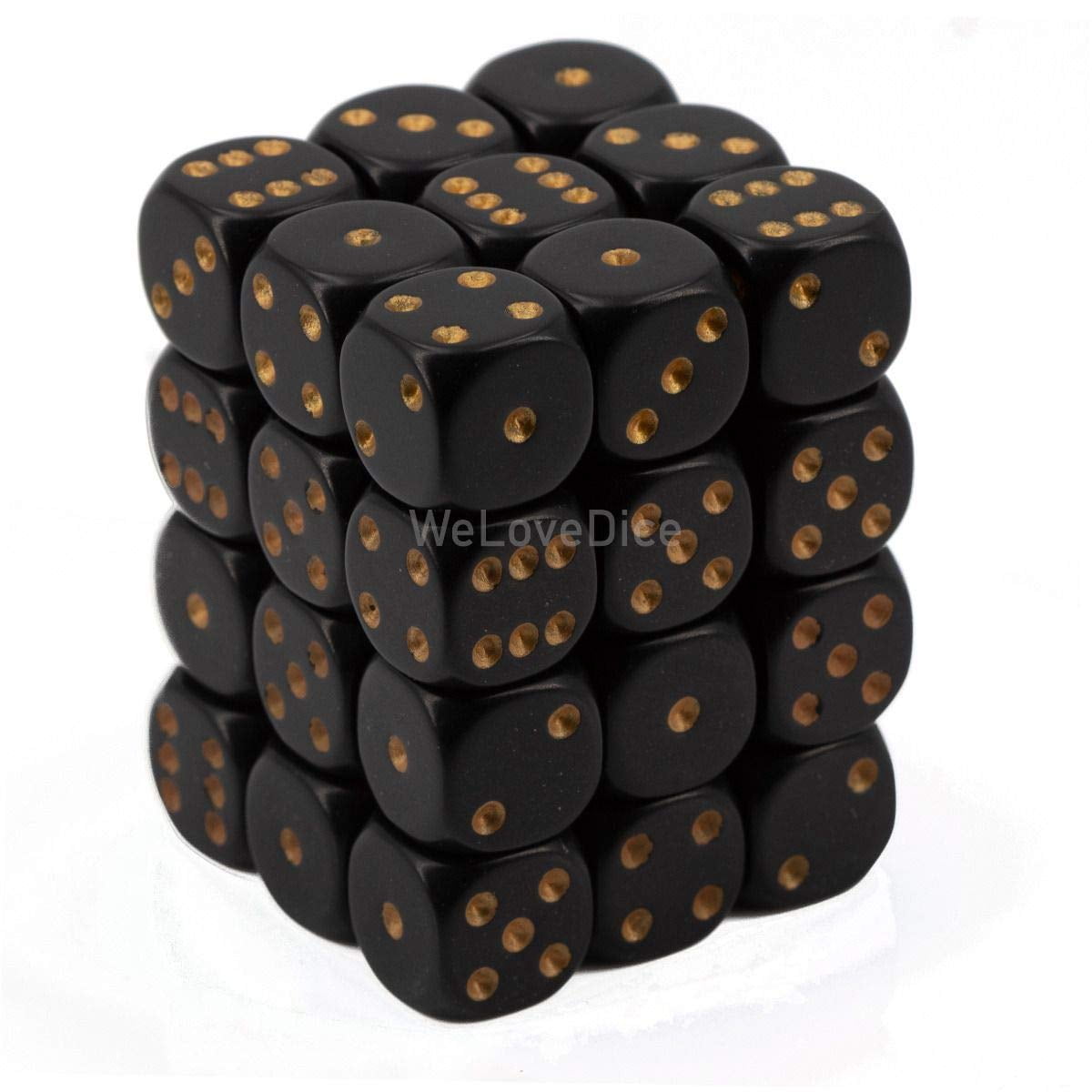 Chessex CHX25828 Dice-Opaque: 36D6 Black/Gold Set - Walmart.com