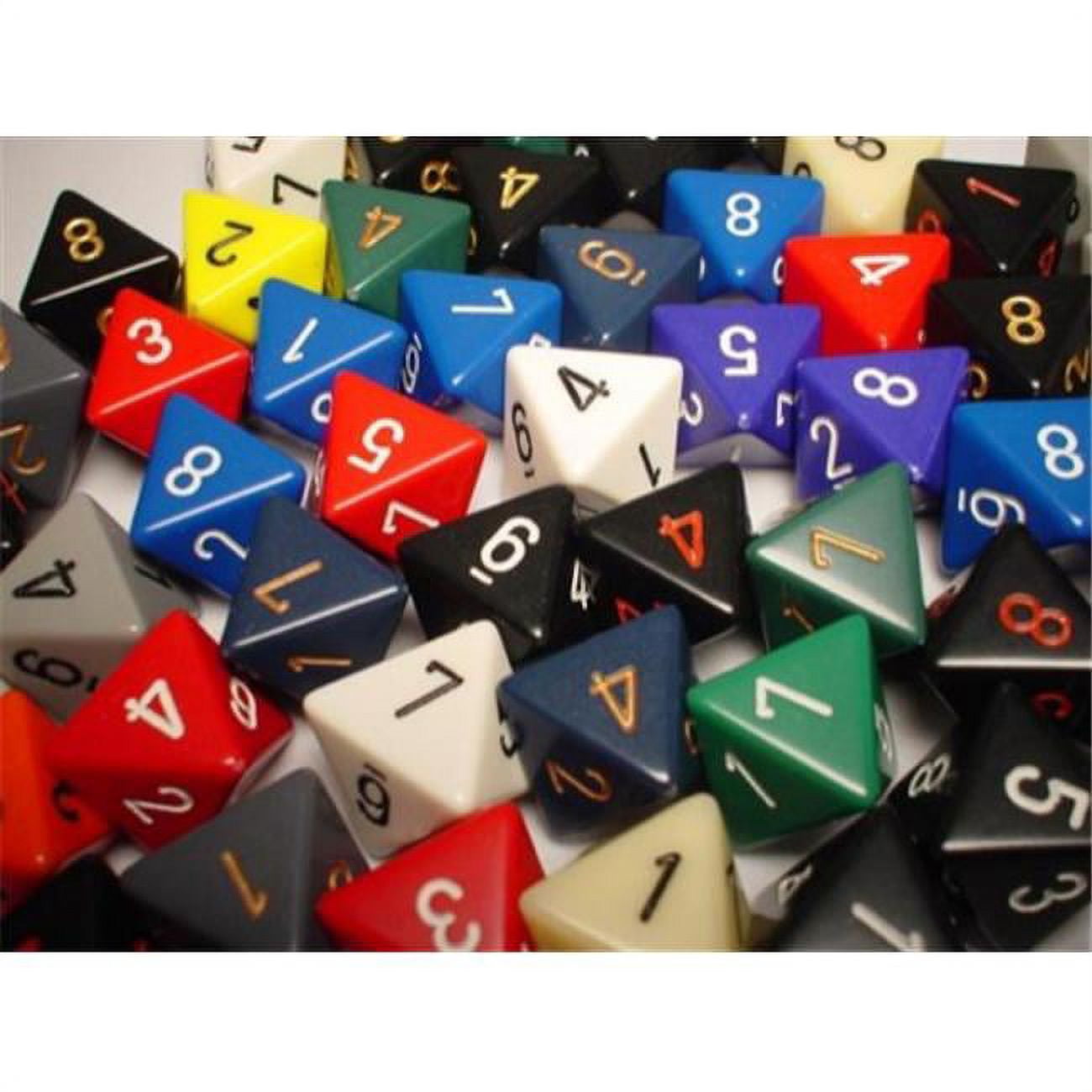 Chessex Manufacturing 29408 Opaque D8 Poly Assorted Bagged Dice, Bag ...
