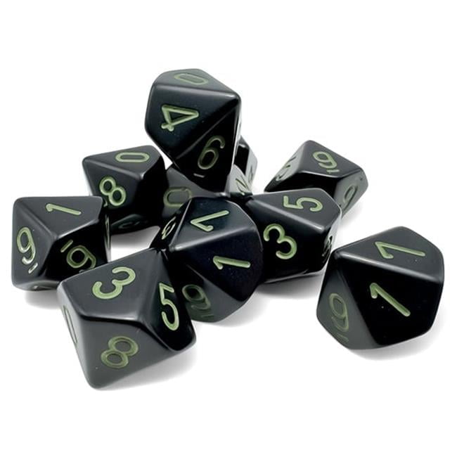 Chessex CHX25258 D10 Clamshell Opaque Dice Game, Black & Green - Pack ...