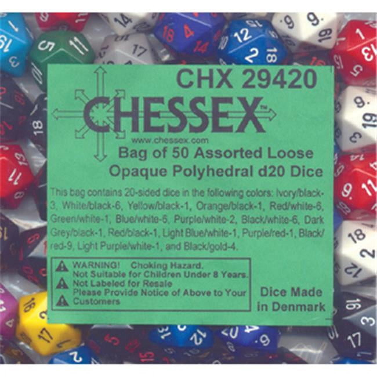 Chessex D20 Opaque Dice, Bag Of 50 - Walmart.com