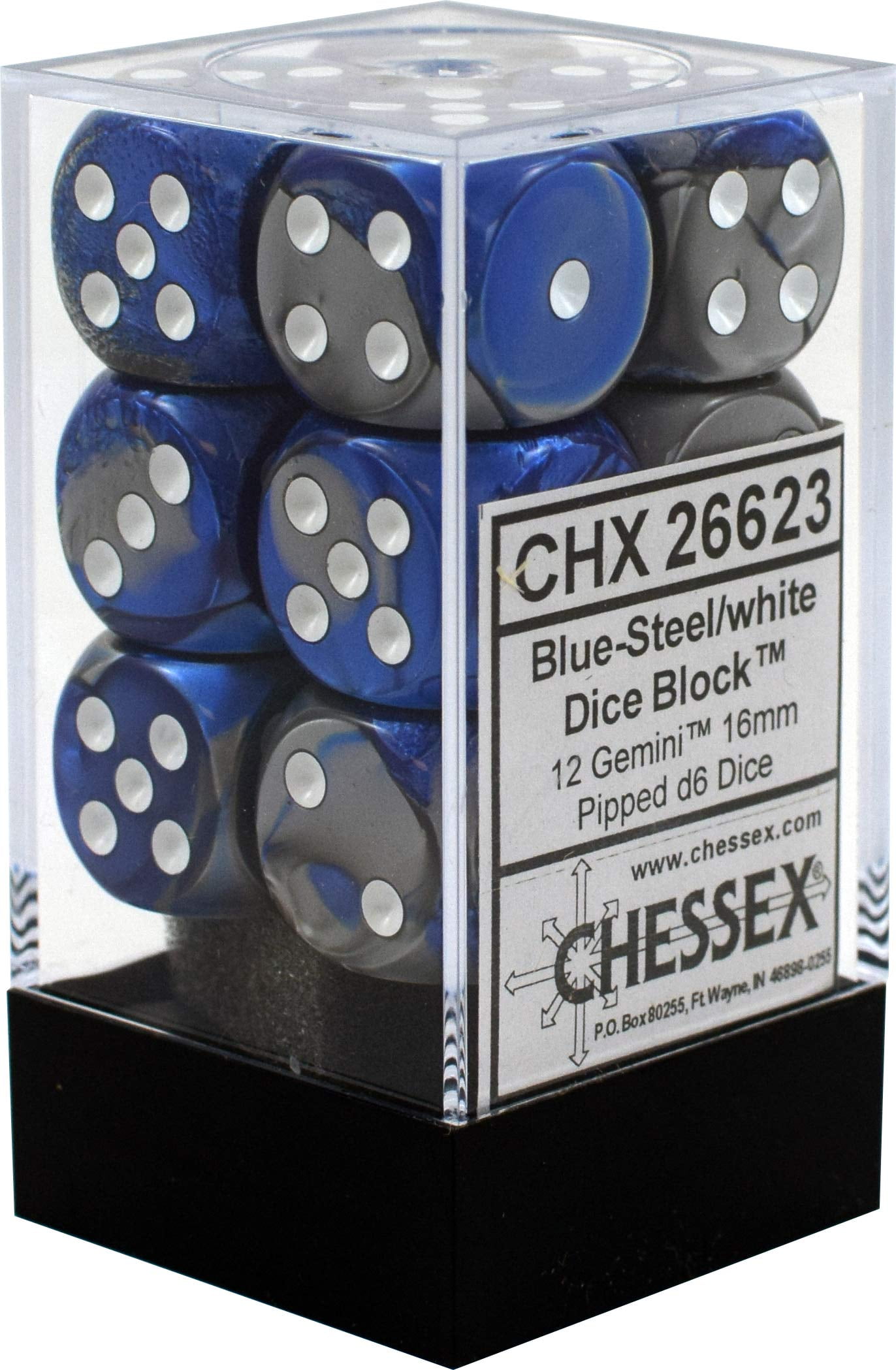 Chessex DND Dice Set D&D Dice-16mm Gemini Blue, Steel, and White ...