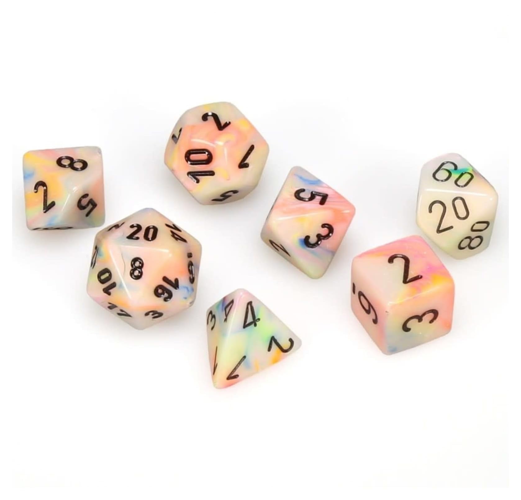 Chessex Dice Set – 10mm Festive Circus/Black Plastic Polyhedral Dice ...