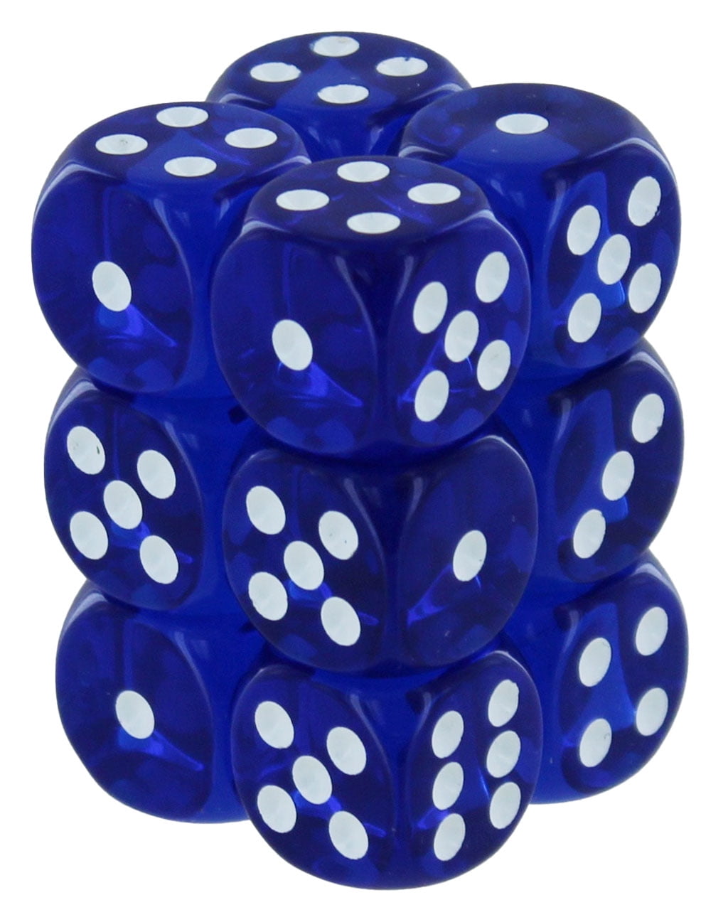 Chessex Dice d6: Translucent Blue/White Dice Block - Set of 12 ...