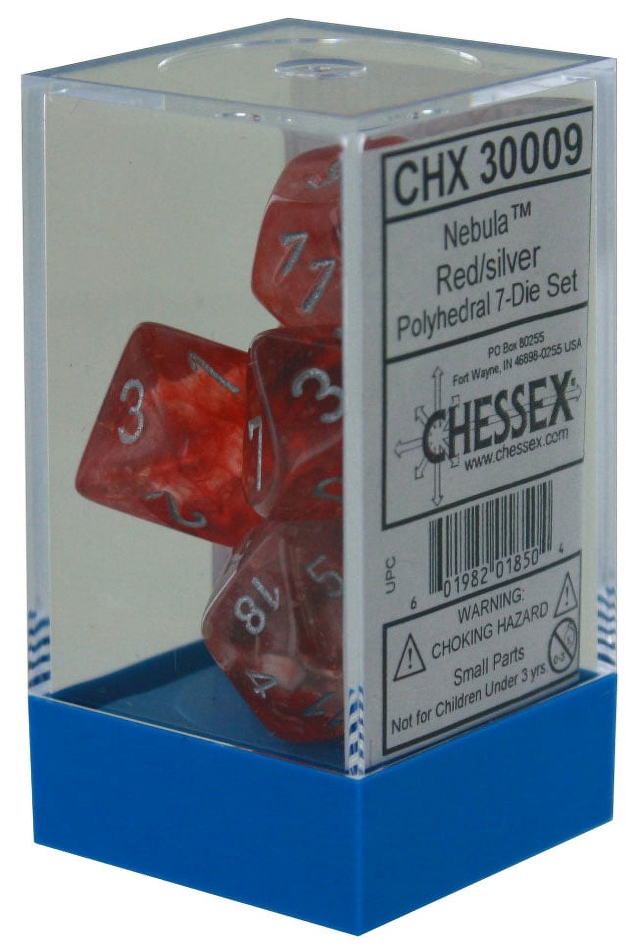 Chessex Lab Dice: Nebula Red/Silver Luminary Polyhedral 7-Die Set ...