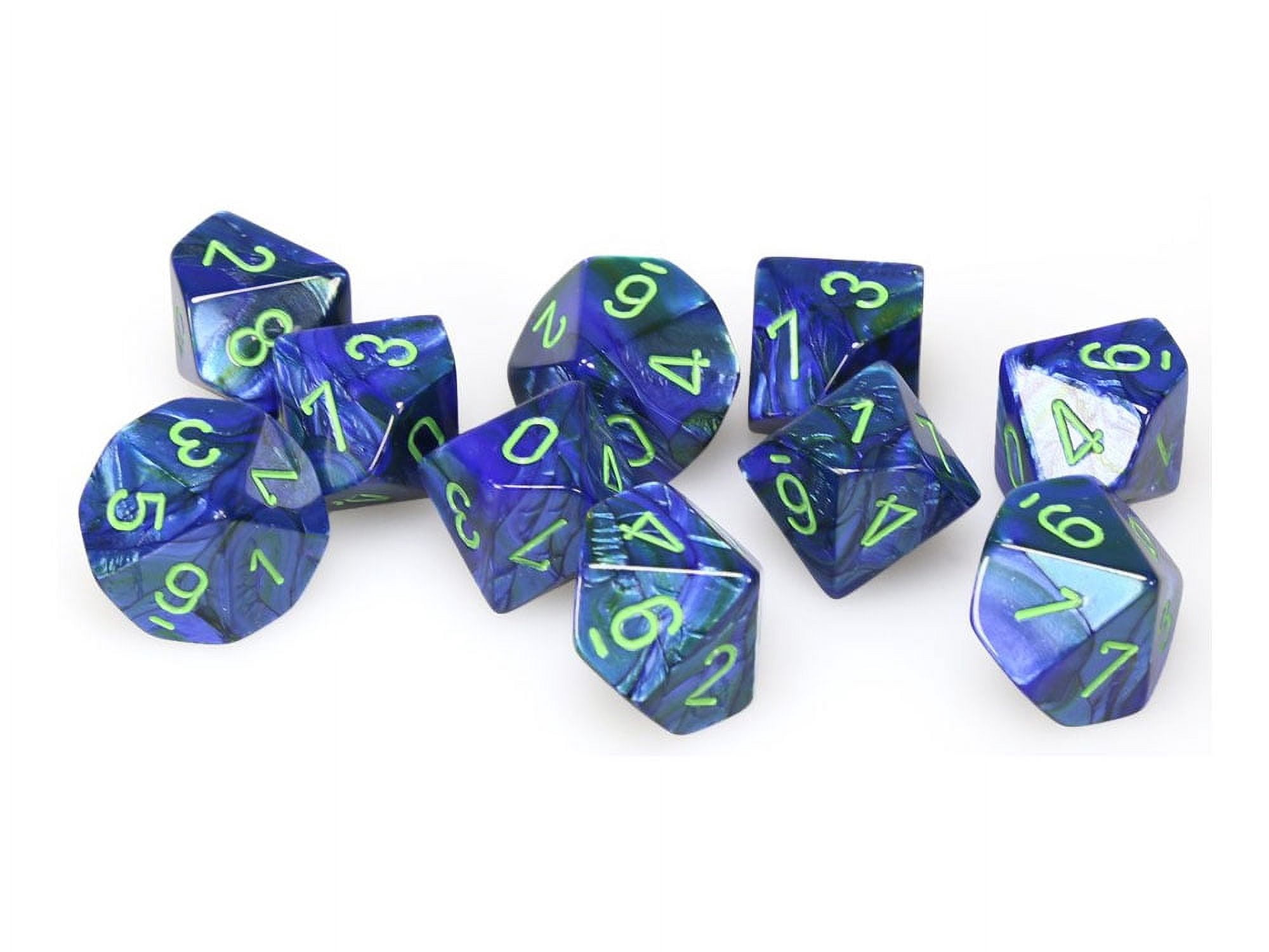 Chessex Lustrous Dark Blue/Green D10 Dice Set (10) DO NOT REORDER ...