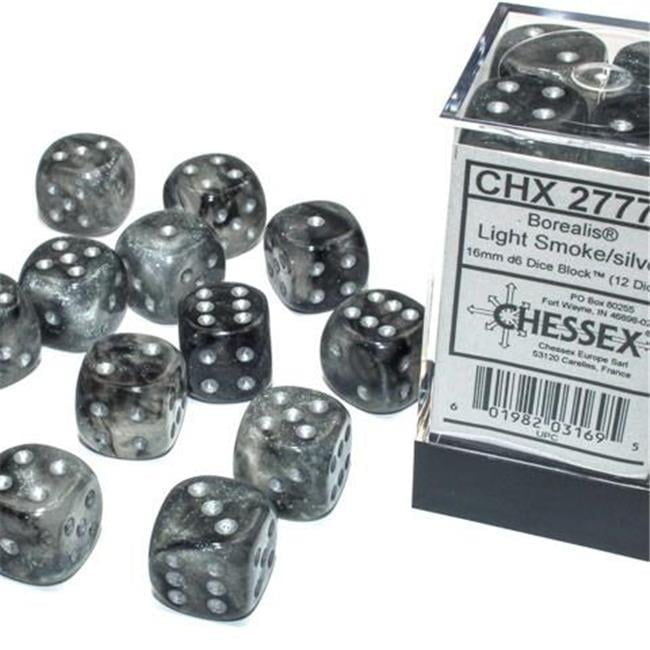 Chessex Manufacturing 16 mm D6 Cube Borealis Luminary Dice Light Smoke ...