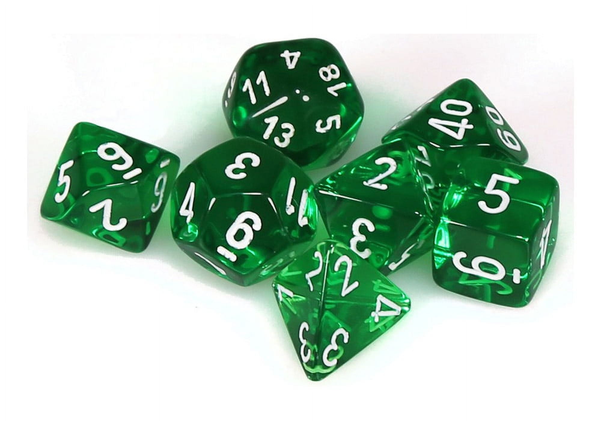Chessex Manufacturing CHX23075 Green Translucent Dice with White ...