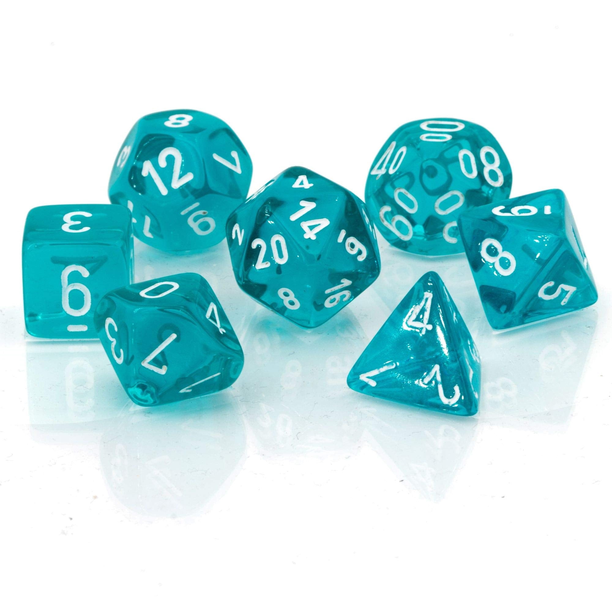 DND Dice Set-Chessex D&D Dice-16mm Translucent Teal and White Plastic ...