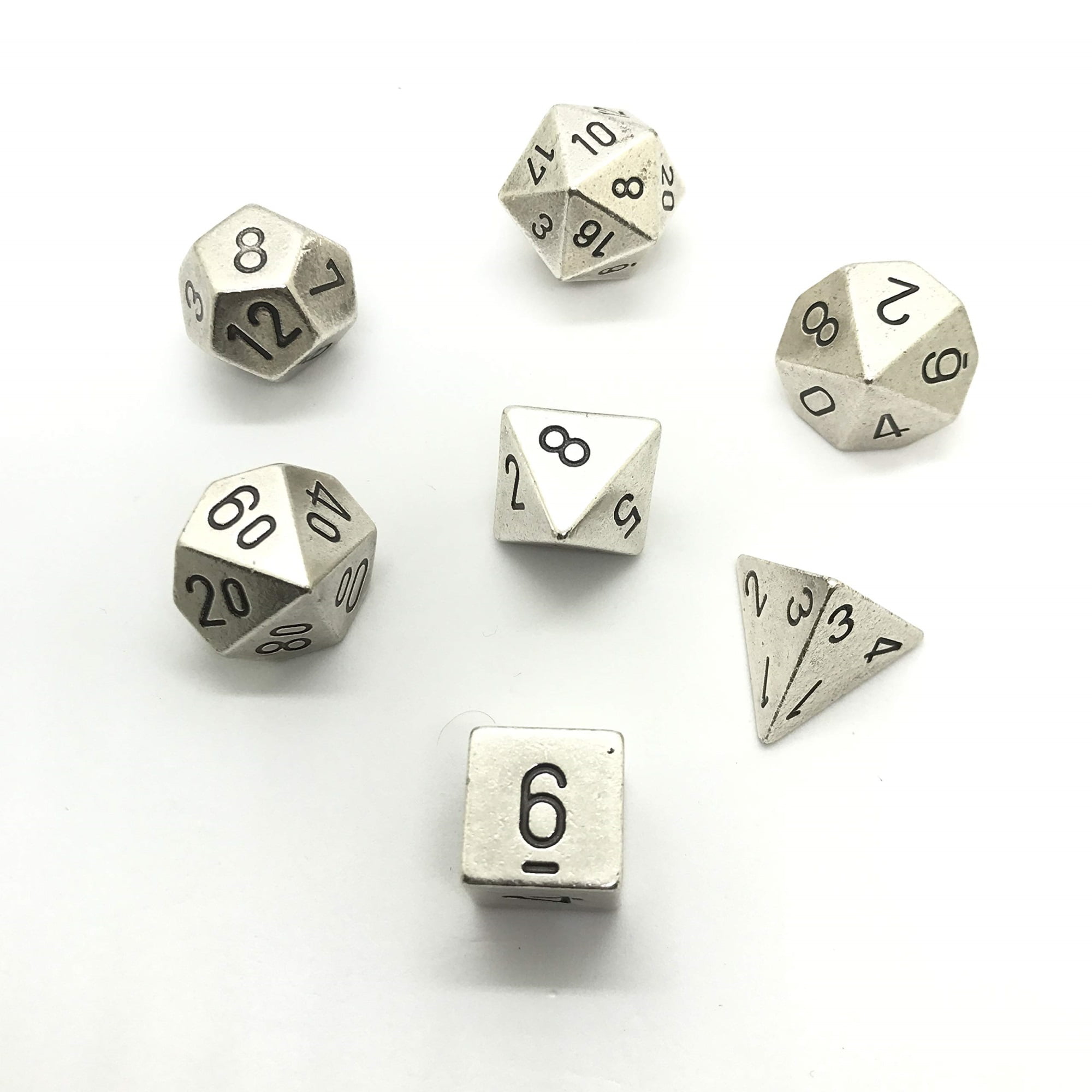 DND Dice Set-Chessex D&D Dice-16mm Silver Metal Polyhedral Dice Set ...