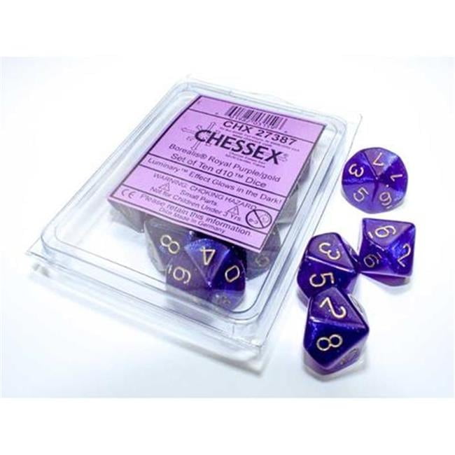 Chessex Manufacturing D10 Clamshell Borealis Luminary Dice, Royal ...