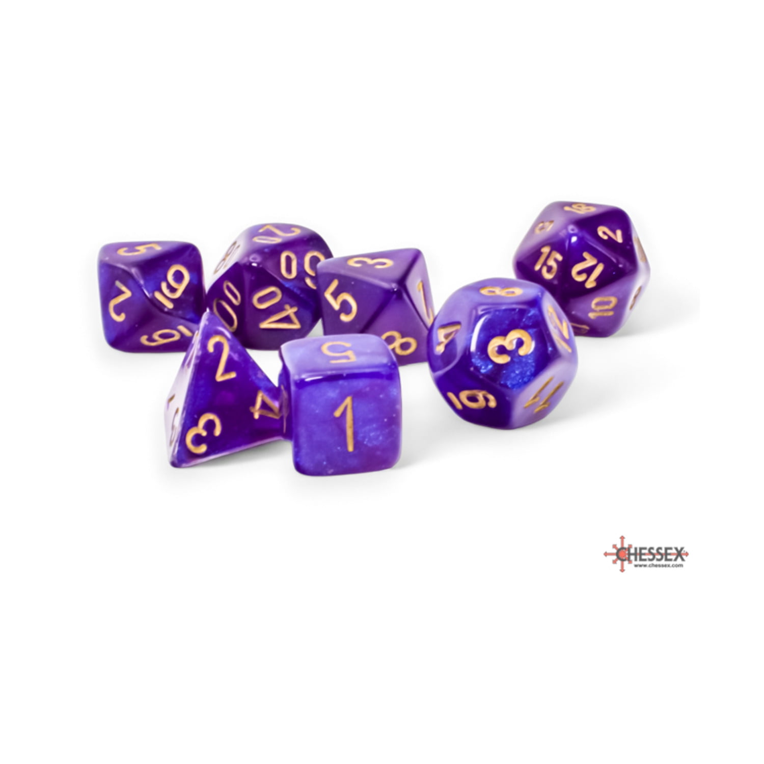 Chessex Mega-hedral Poly Set - Borealis, Royal Purple Luminary w/Gold ...