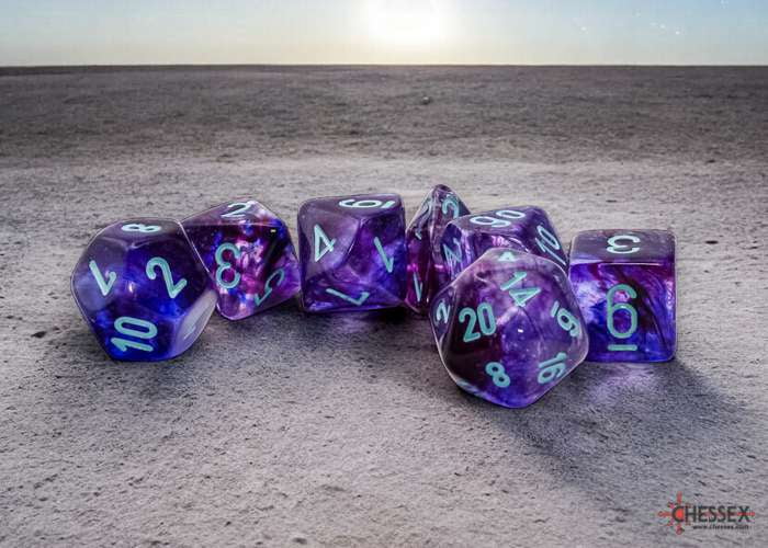 Chessex Mega-hedral Poly Set - Nebula, Nocturnal w/Turquoise (7) New ...