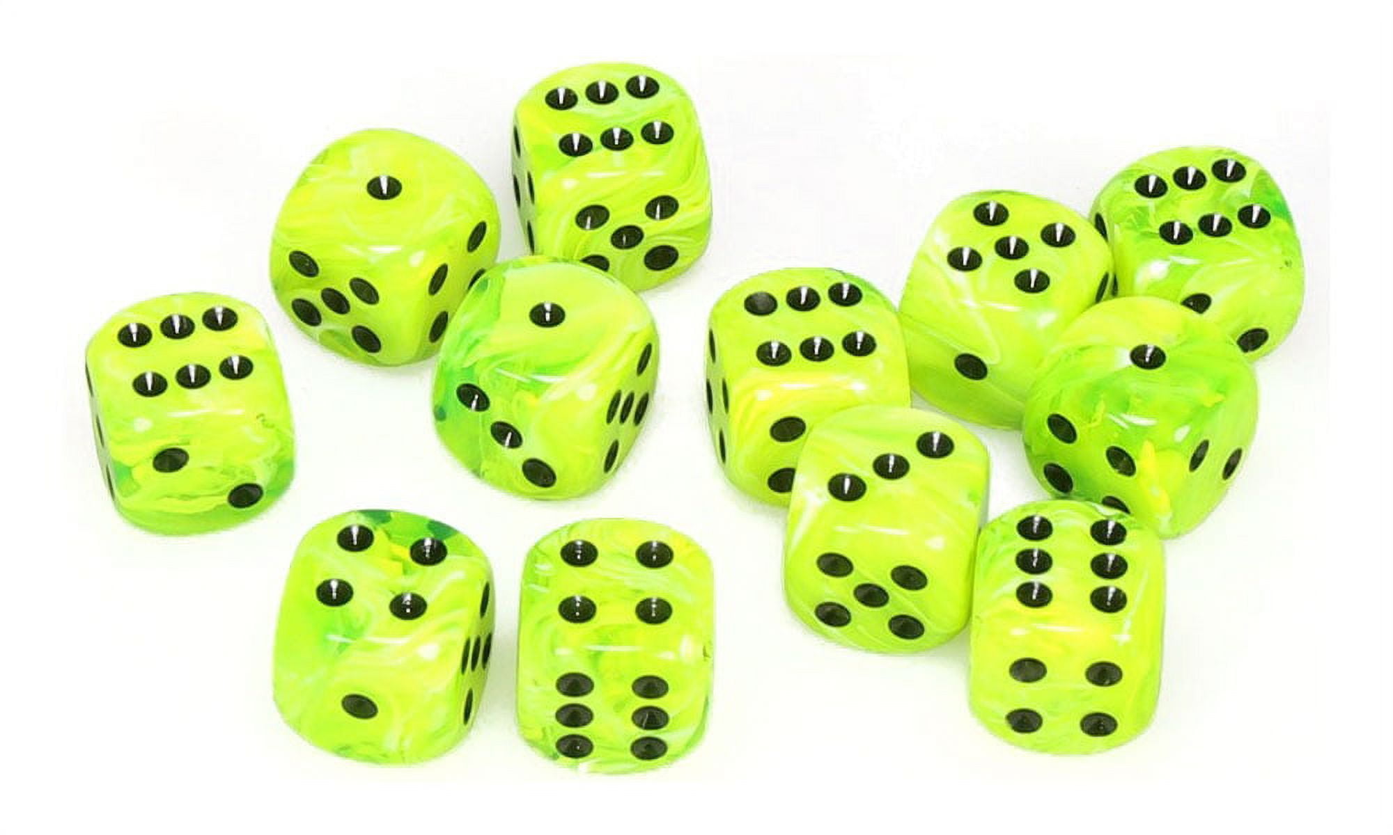 Chessex Vortex Bright Green/black 16mm d6 Dice Block (12) - Walmart.com