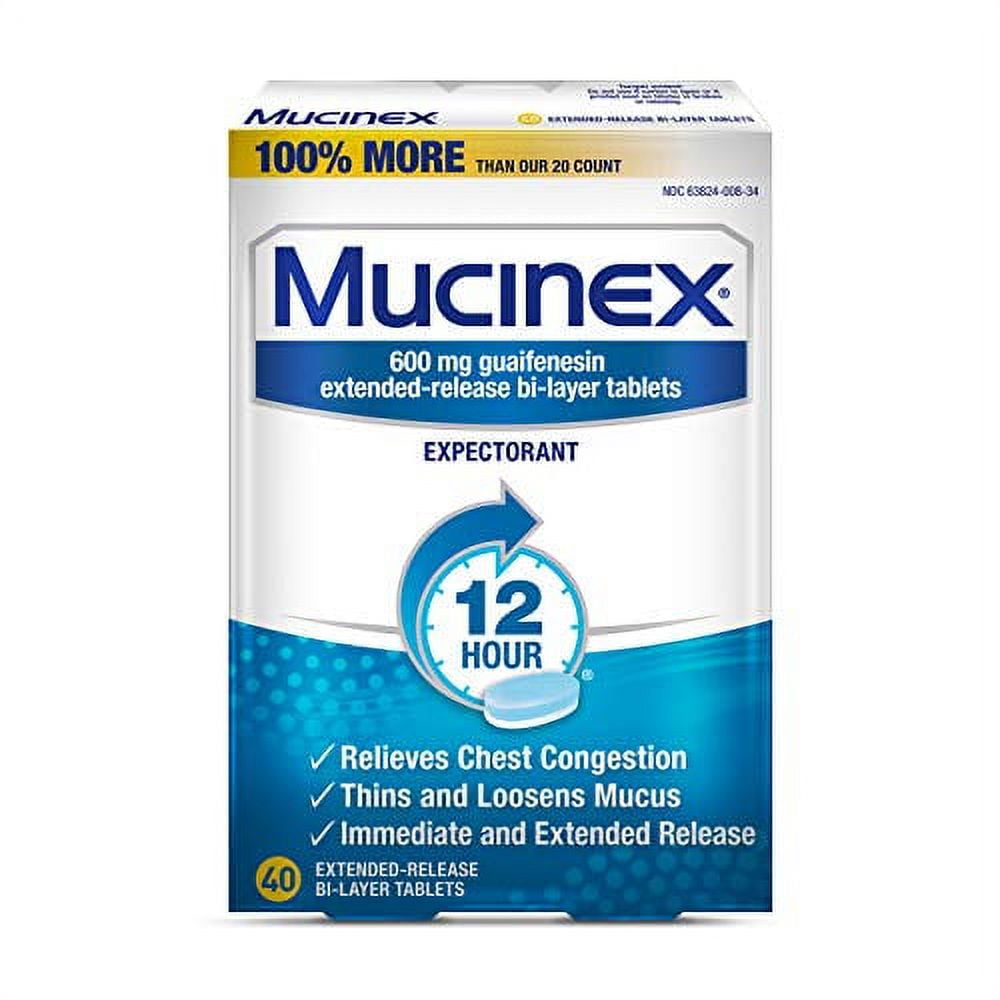 Chest Congestion, Mucinex 12 Hour Extended Release Tablets, 40ct, 600 ...