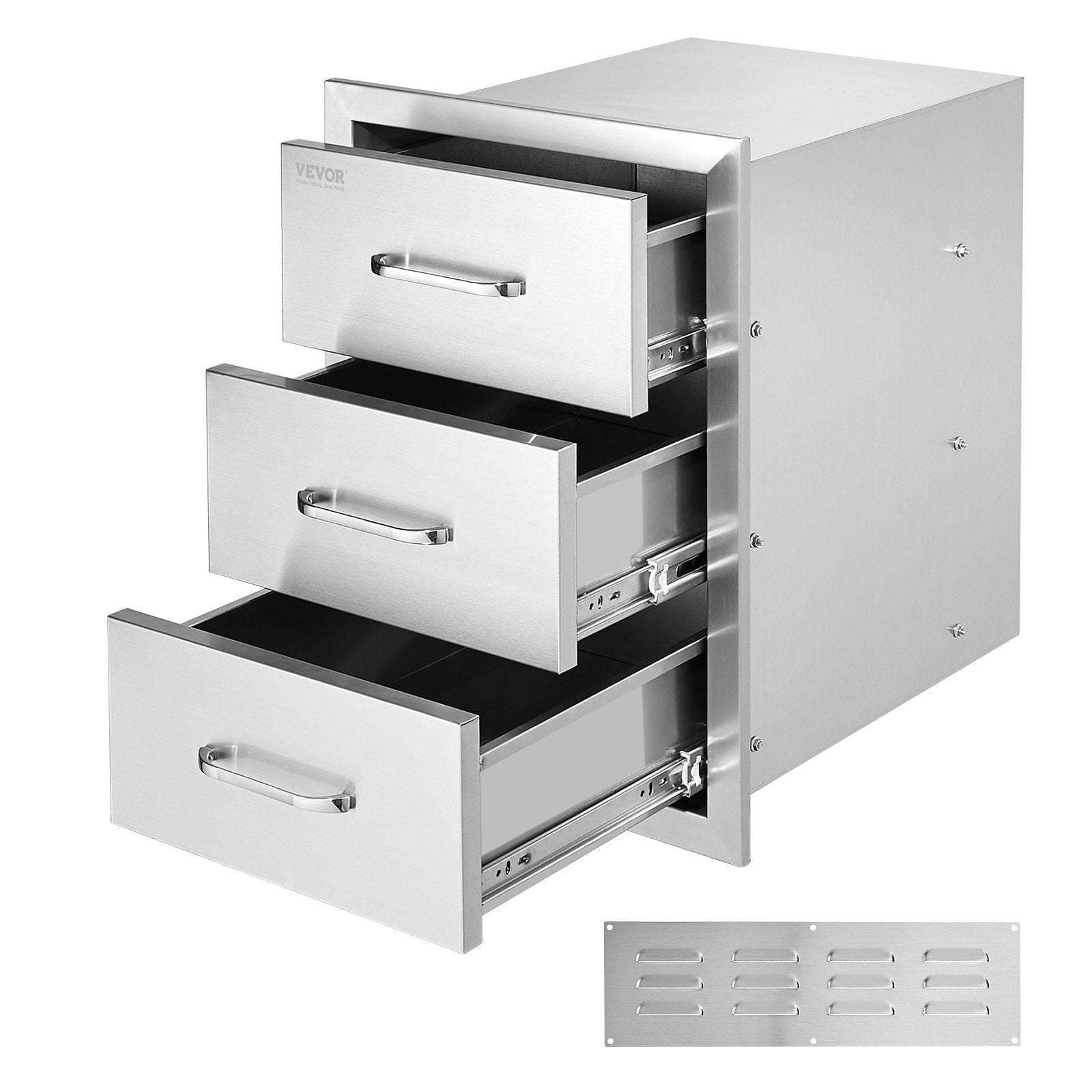 Chest of Drawers 16x21.5x18 Inch Stainless Steel 3-Tier Kitchen Storage ...