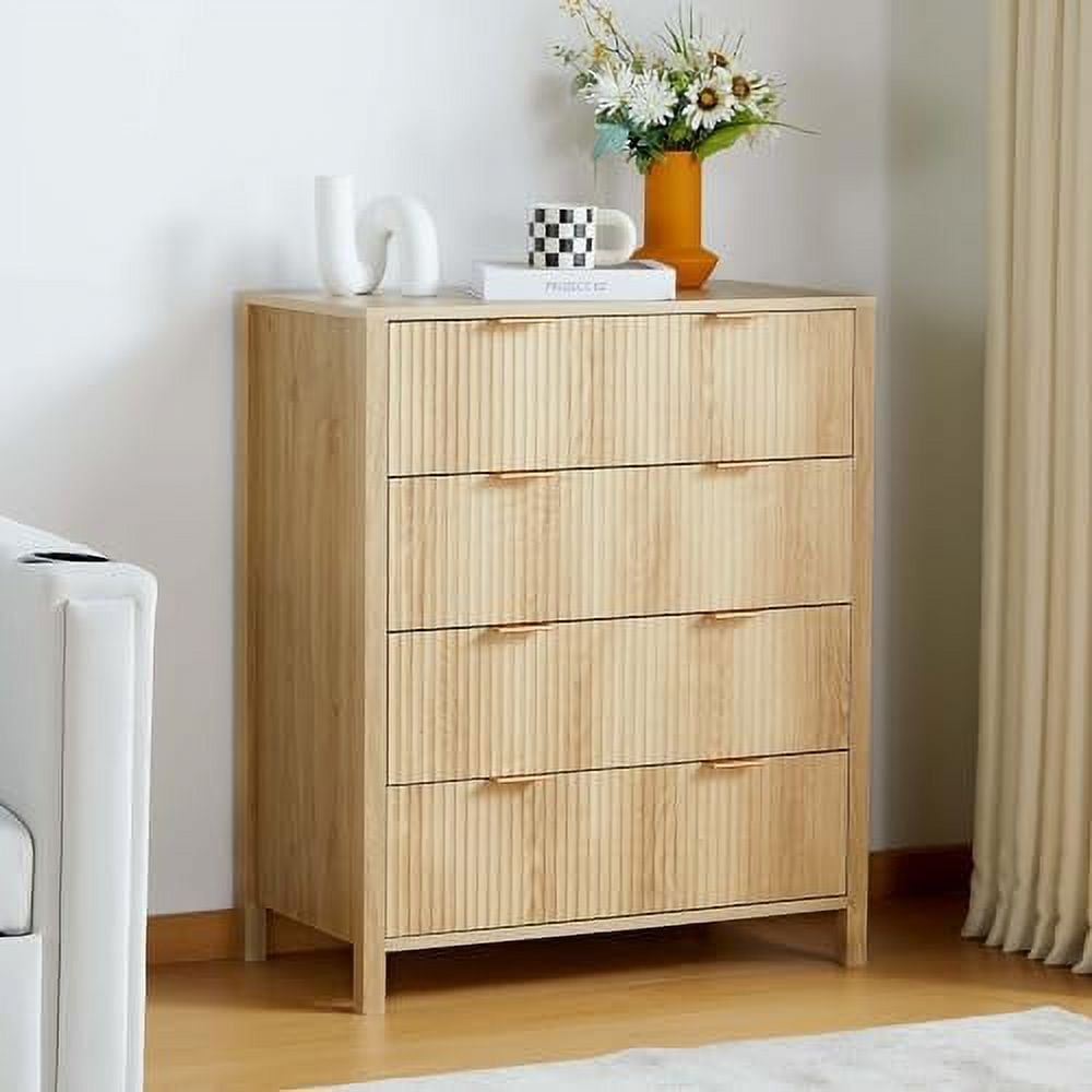 Chest of Drawers, 4 Drawer Wood Dresser, Waveform Fluted Panel Dresser ...