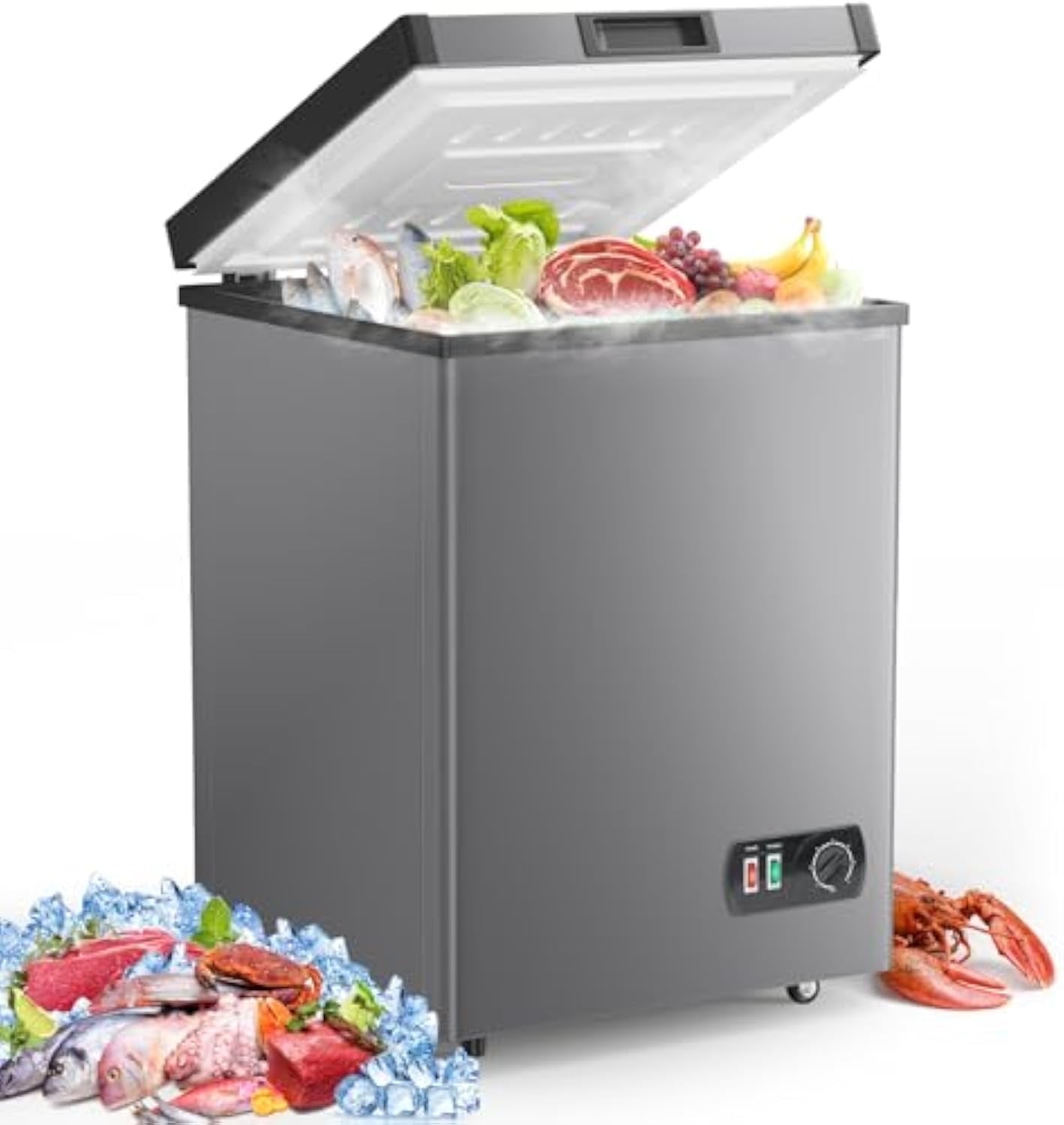 Ecotronic 3.8 Cu Ft Compact Chest Freezer, Grey, Low Noise, Energy ...