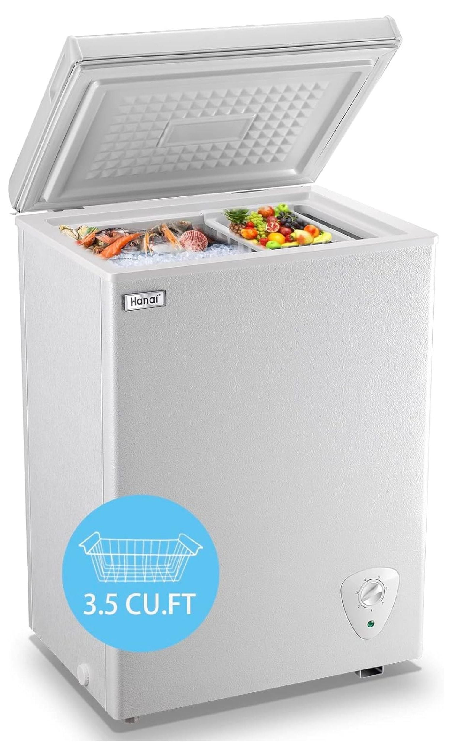 Chest Freezer 3.5 Cu.Ft Small Deep Freezer Top Door Mini Freezer with ...