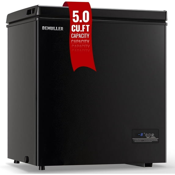 Chest Freezer 5.0Cubic Feet Deep Freezer Freestanding Freezers with 2 Removable Stainless Steel ...