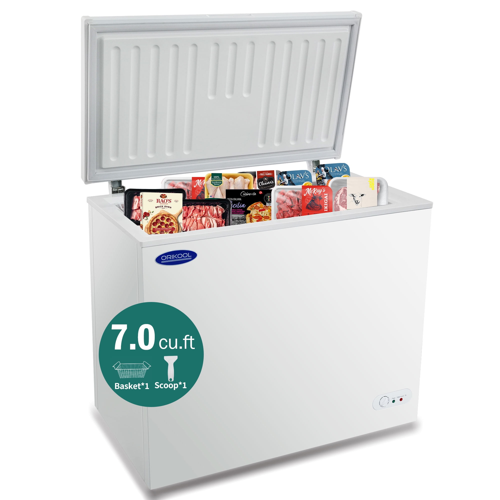 Chest Freezer 7.0 Cu.ft Solid Top Commercial Deep Chest Freezers With ...