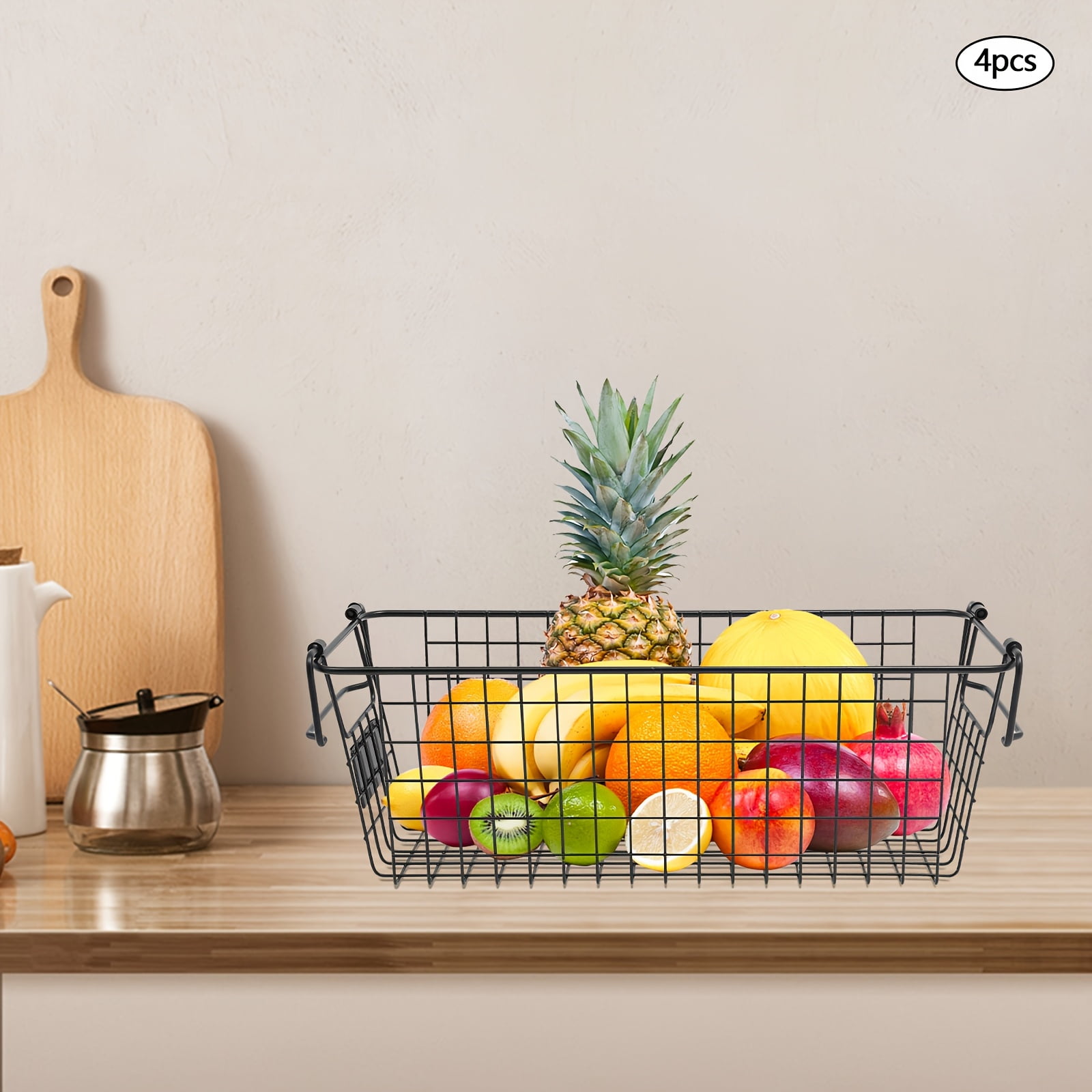 Chest Freezer Basket Stackable Bins Set of 4 - Metal Storage Baskets ...