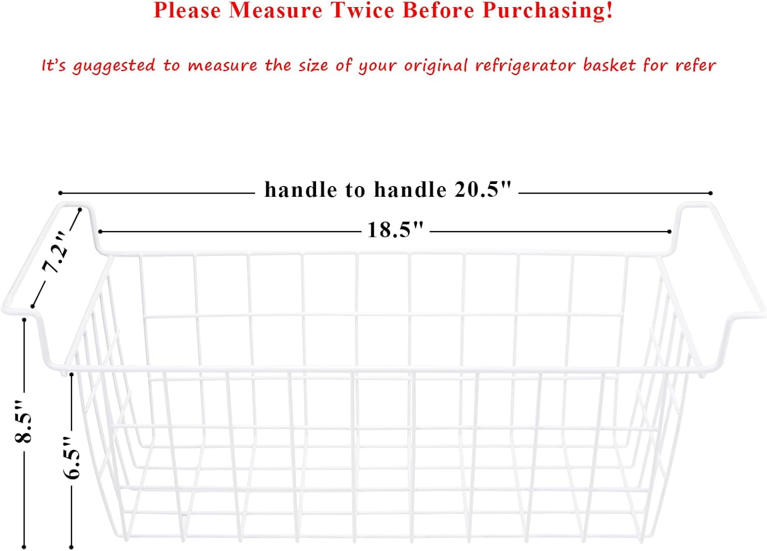 Chest Freezer Baskets 20.5 Inch, Metal Wire Storage Organizer Bins with ...