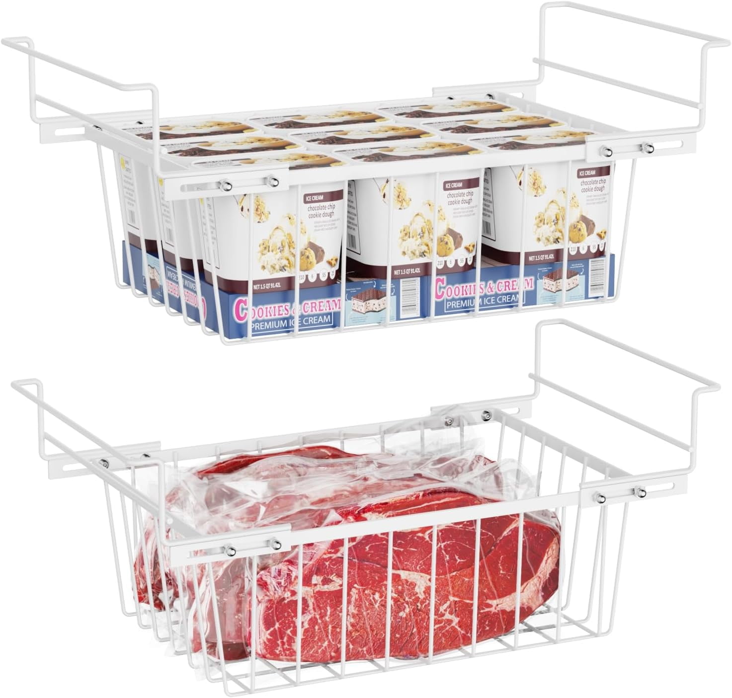 Chest Freezer Organizer - 15.2" ~ 17.5" Freezer Baskets for Chest Freezer, Fit 5 Cu.Ft Deep ...