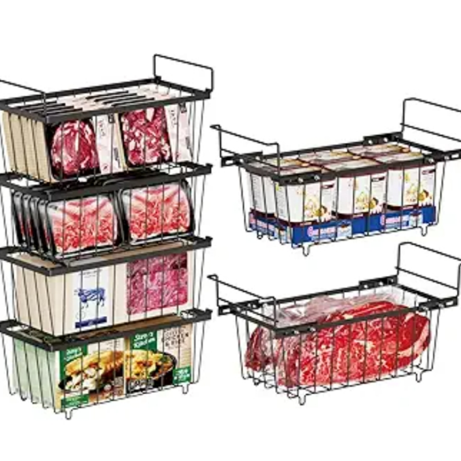 Chest Freezer Organizer Bins - 15.8" to 18.1" Extendable Length Freezer ...