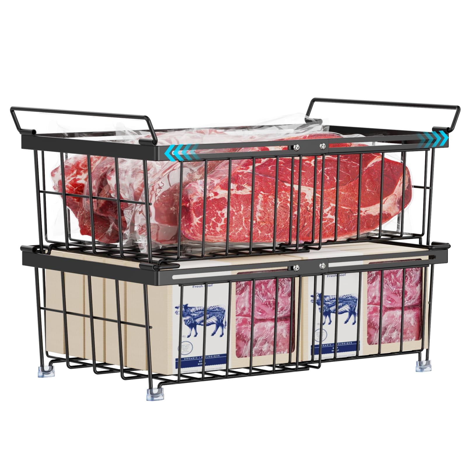 Chest Freezer Organizer Bins 2 Pack, Adjustable Deep Freezer Storage ...