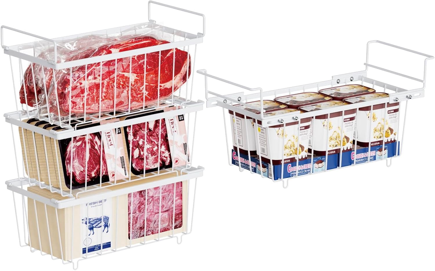 Chest Freezer Organizer Bins 8 Pack - Fit 7 Cu.Ft Deep Freezer, 2 ...