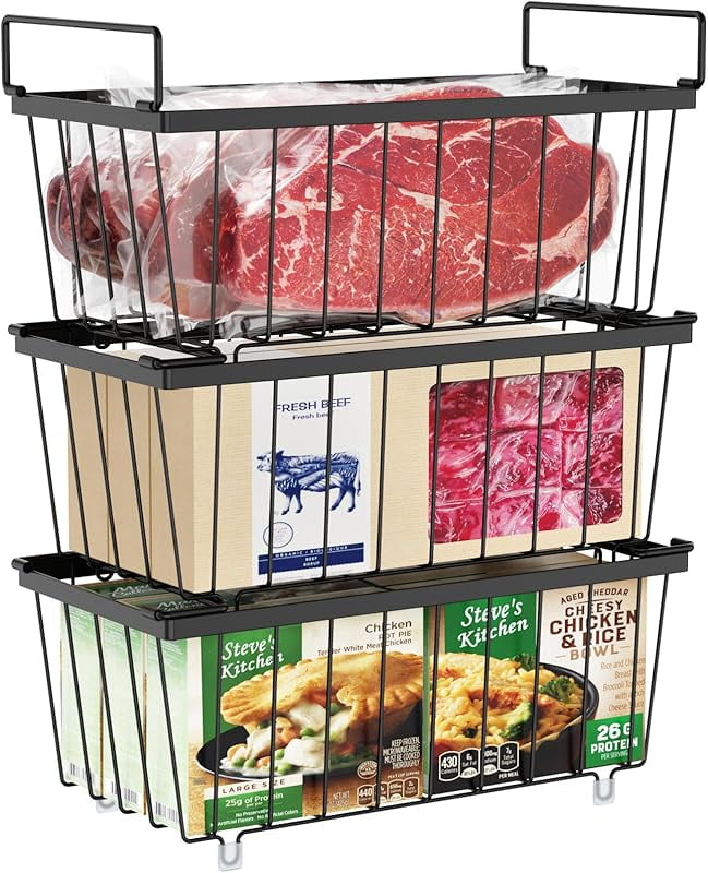 Chest Freezer Organizer Bins - 8 Pack Small Stackable Deep Freezer ...