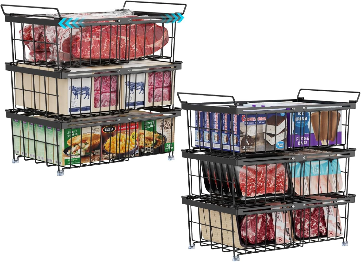 Chest Freezer Organizer Bins - Fit 10 to 20 Cu.FT Deep Freezer, 6 Pack ...
