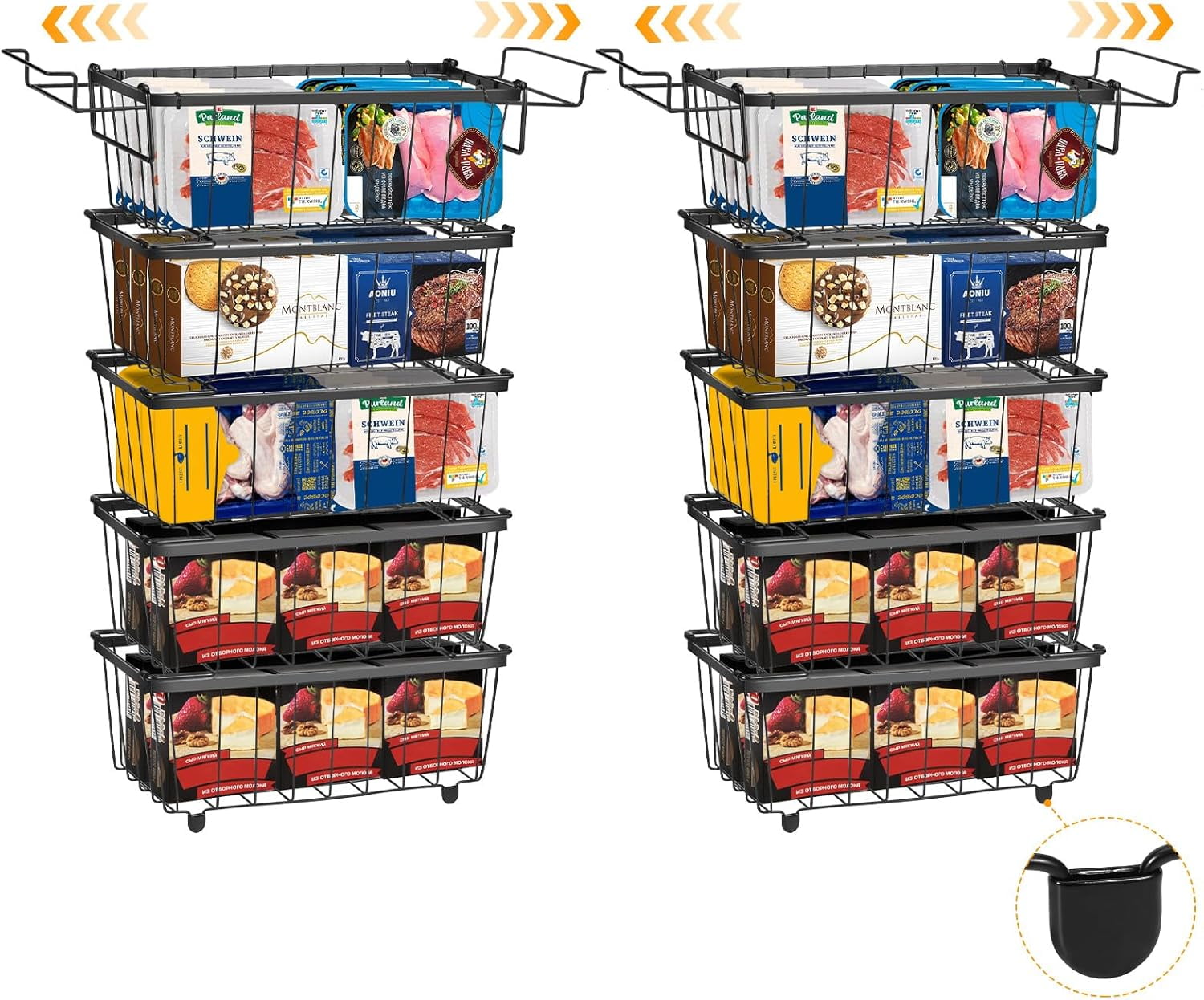 Chest Freezer Organizer Bins Stackable - 10 Pack Deep Freezer Baskets+ ...