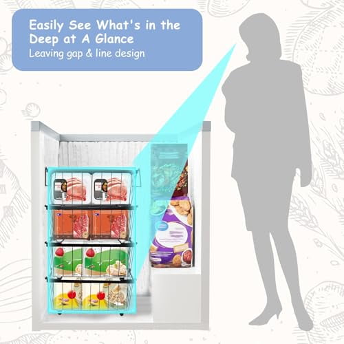 Chest Freezer Organizer Bins, Stackable Freezer Baskets for 5 to 7 Cu ...