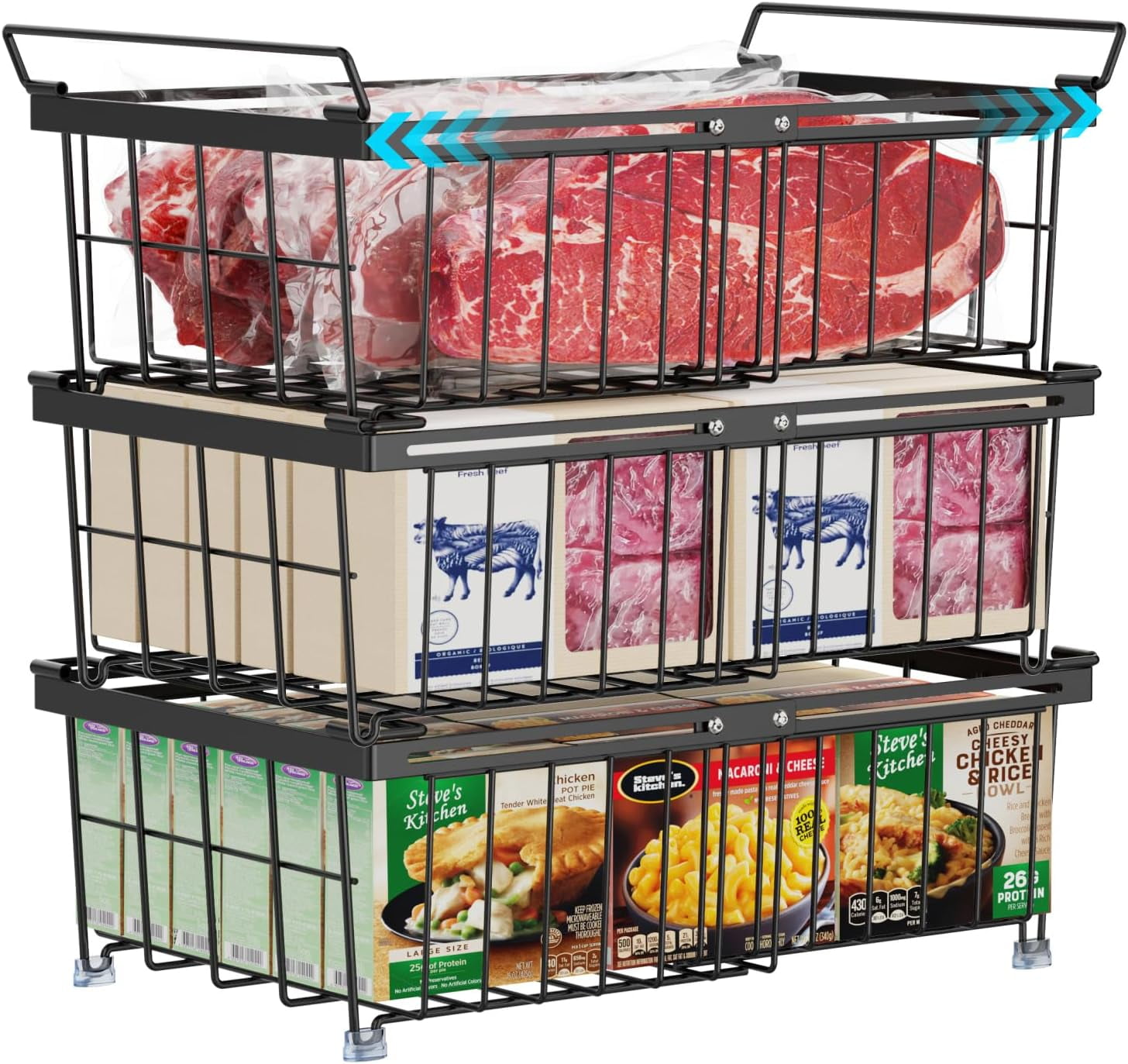 Chest Freezer Organizer - Fits 10 To 20 Cu.FT Freezer, 3-Pack Large ...