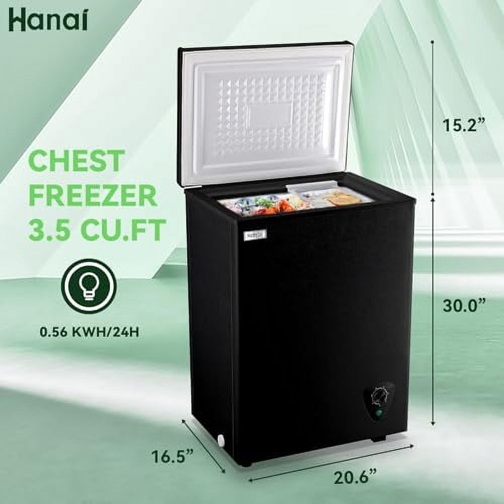 Chest Freezer Small Deep Freezer Black 3.5 Cu.Ft Free-Standing Top Door ...