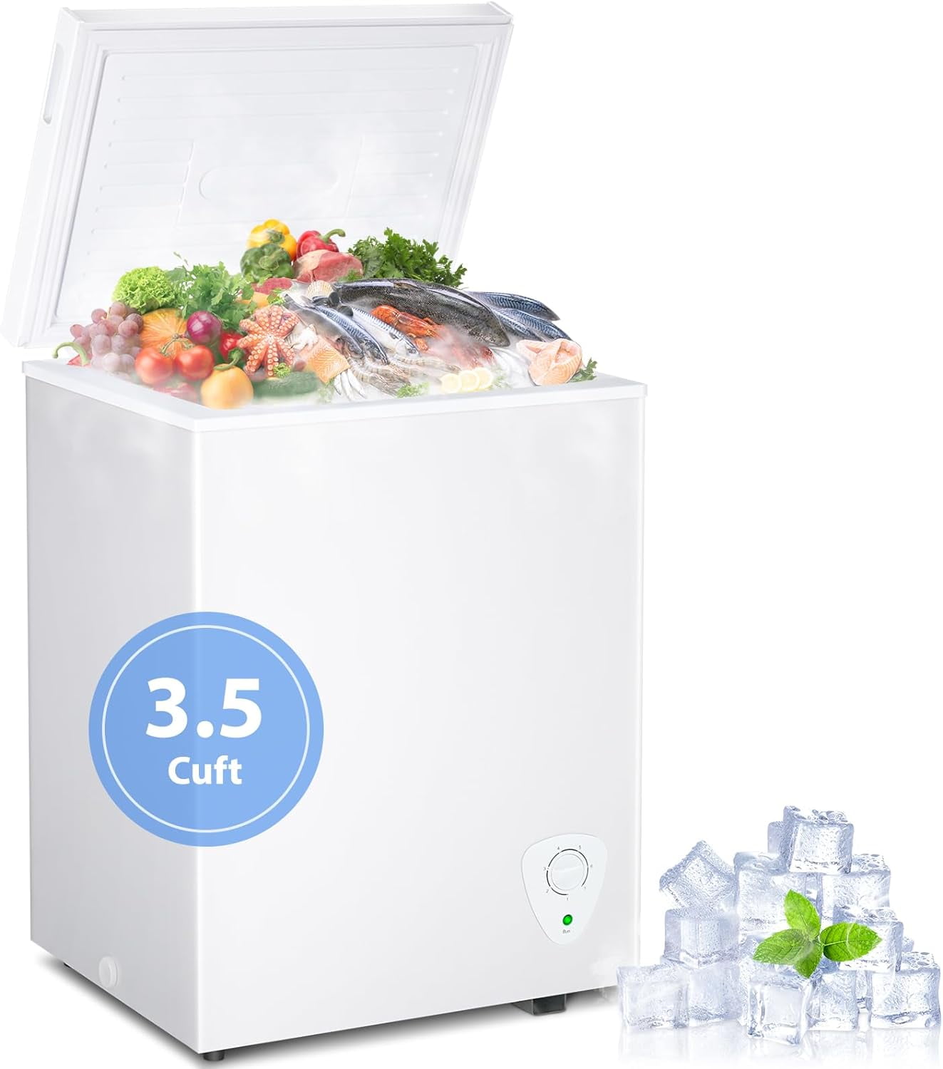 Chest Freezer, Small Deep Freezers Top Door with Removable Basket, 7 ...