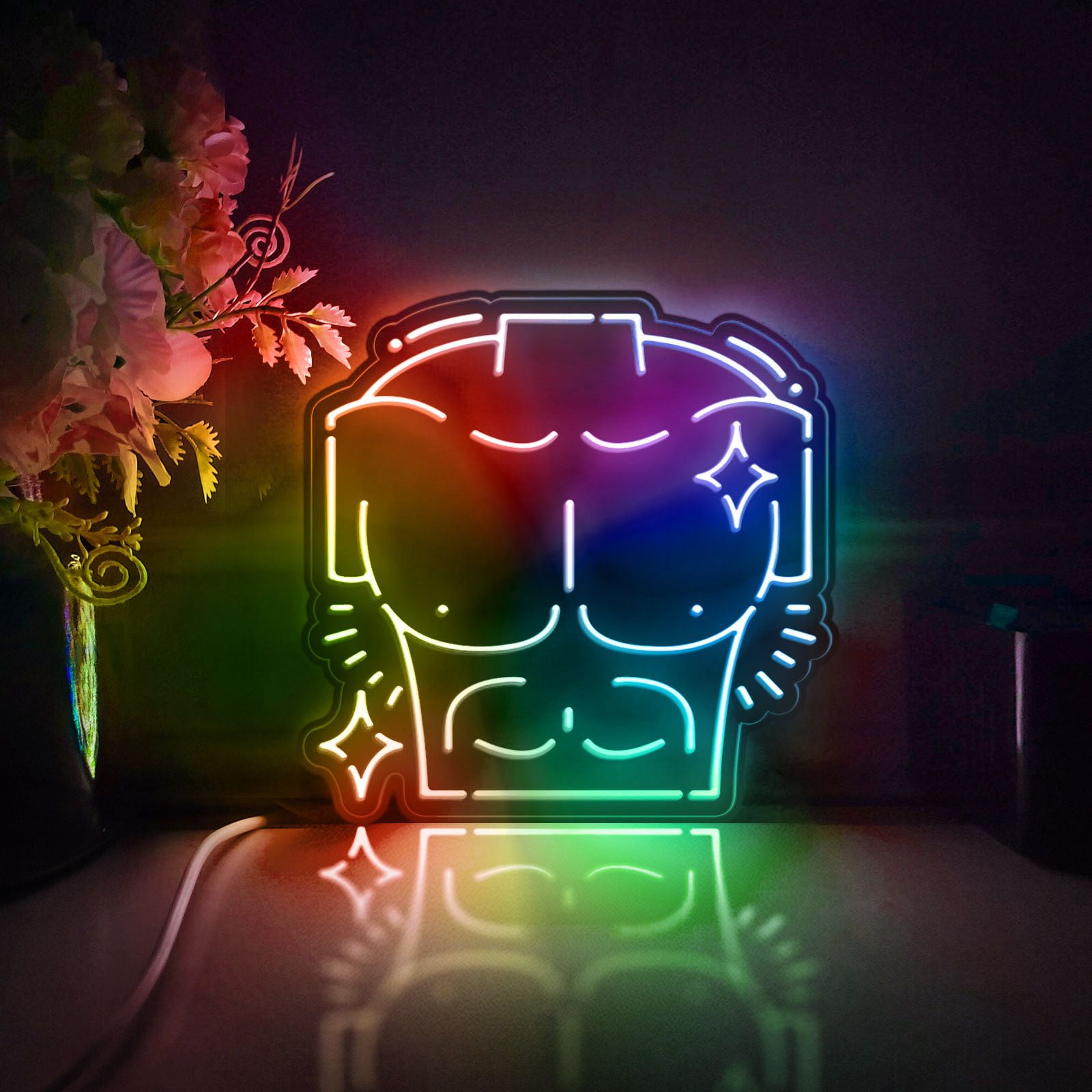 Chest Muscle Led Light Box, Dimmable Neon-Like Light Signs USB Power ...