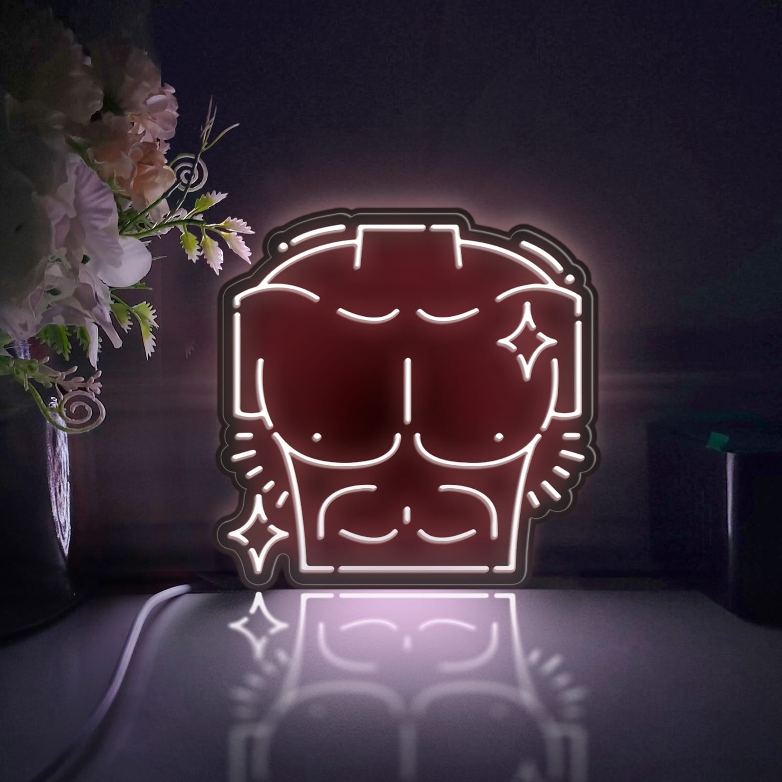 Chest Muscle Led Light Box, Dimmable Neon-Like Light Signs USB Power ...