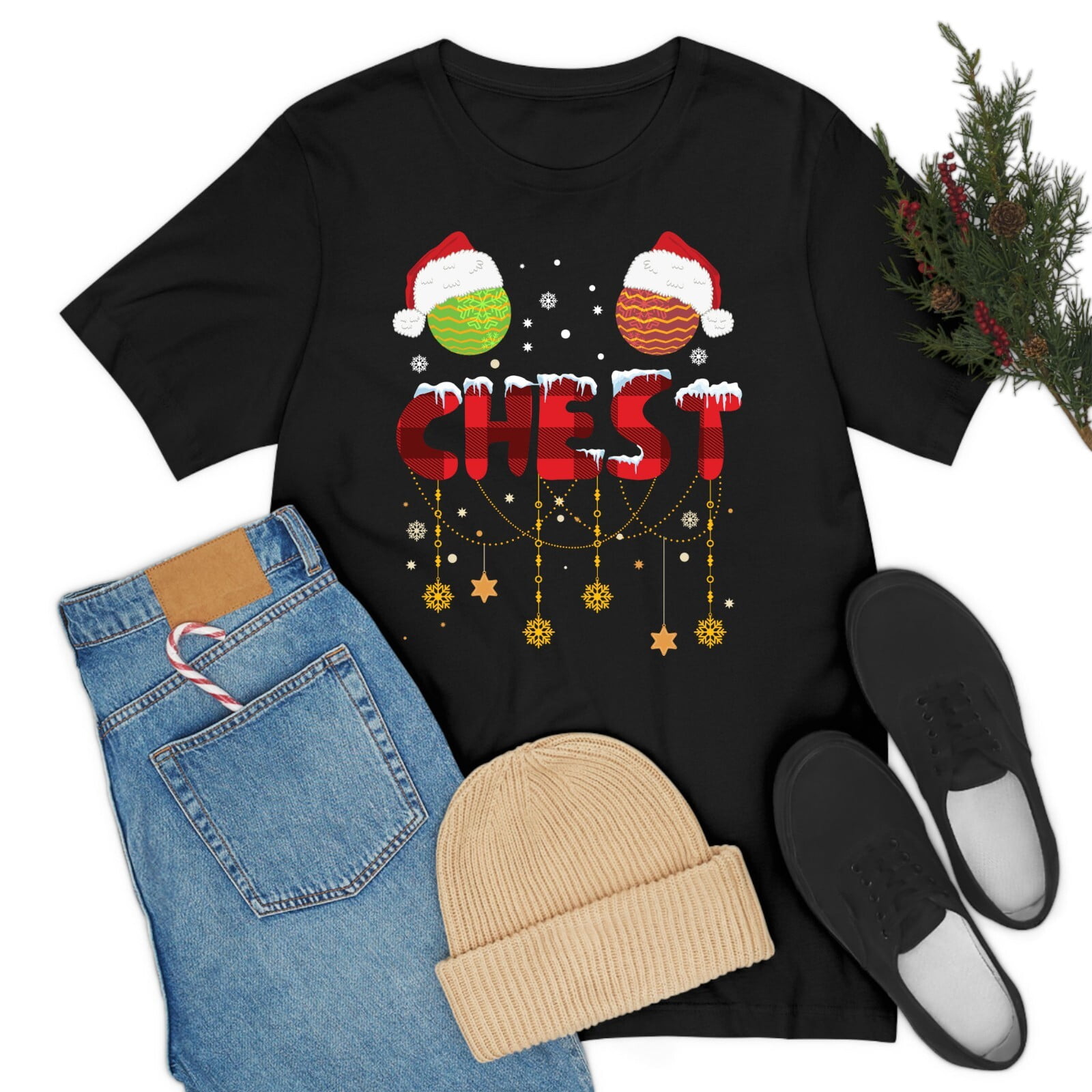 Chest Nuts Matching Chestnuts Funny Christmas Couples Chests T-Shirt ...