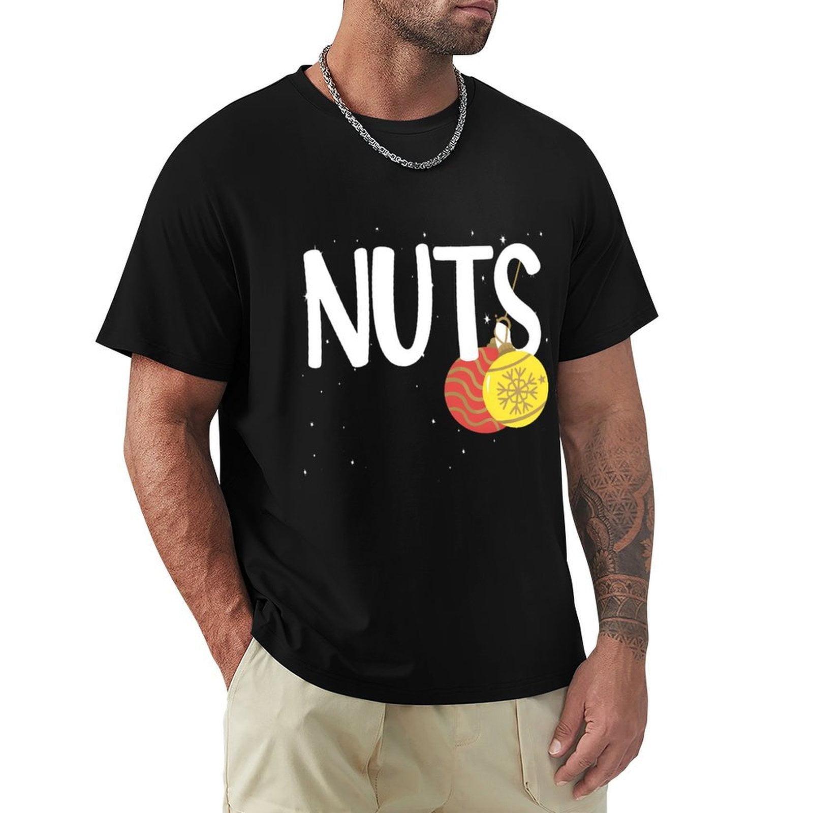 Chest Nuts Men's Cotton HD Print Short Sleeve T-Shirt Crew Neck Top ...
