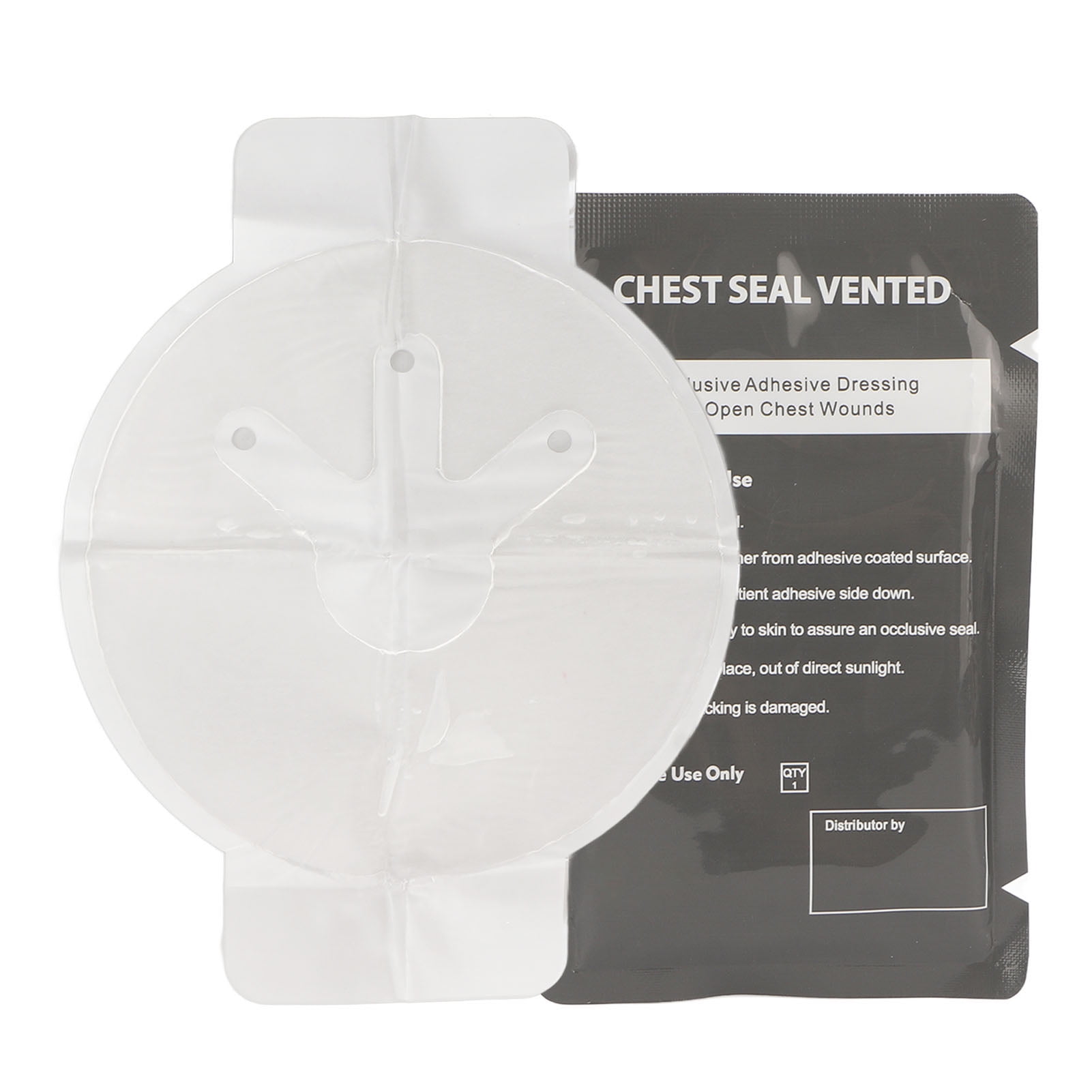 Chest Seal Vented Adhesive Dressing 3 Channel Vents Emergency Wound ...