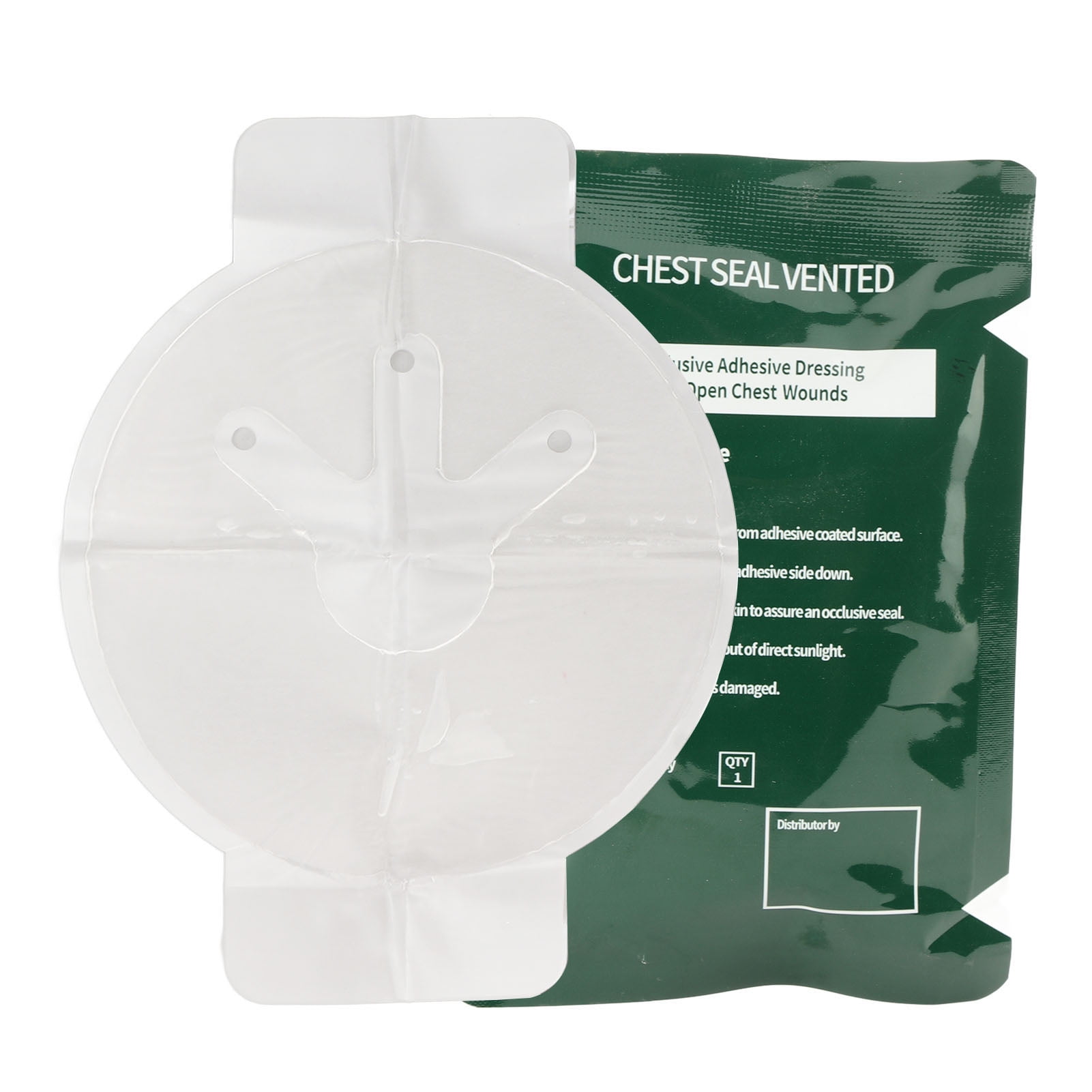 Chest Seal Vented Adhesive Dressing 3 Channel Vents Emergency Wound ...