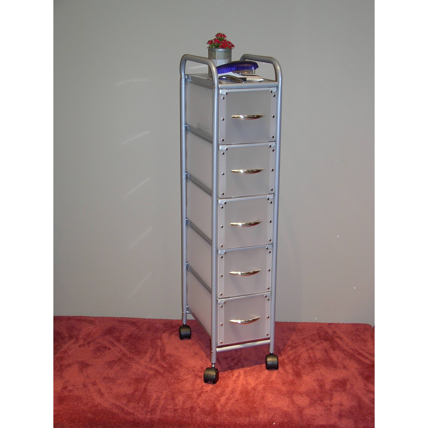 Chest of 5DR w/ steel Frame & Casters-Color:White - Walmart.com